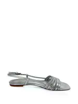 REFORMATION Millie Lattice Leather Sandals - Silver