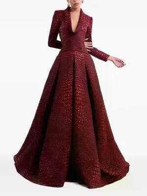 GEMY MAALOUF Croc-effect V-neck Gown