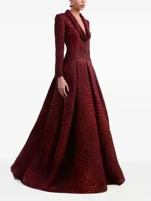 GEMY MAALOUF Croc-effect V-neck Gown