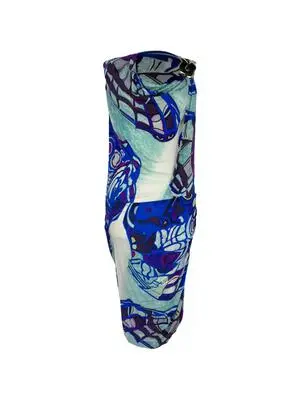 Emilio Pucci Printed Brooch-detail Midi Dress - Blue
