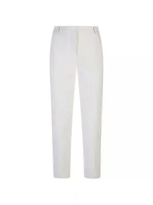 Eleventy Sand Beige Silk Tapered Cropped Trousers - Neutrals