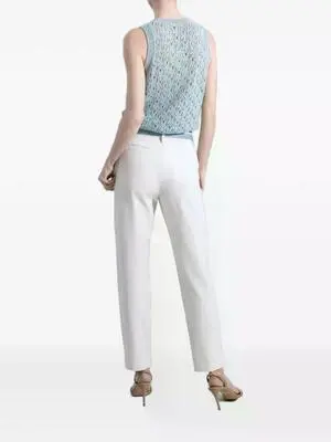 Eleventy Sand Beige Silk Tapered Cropped Trousers
