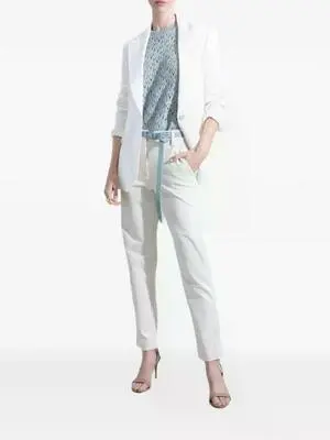 Eleventy Tapered Cropped Trousers In Sand Beige Silk