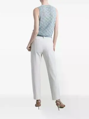 Eleventy Tapered Cropped Trousers In Sand Beige Silk