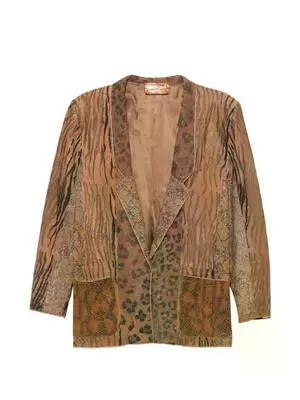Roberto Cavalli 1980s Animal-print Patchwork Jacket - Brown