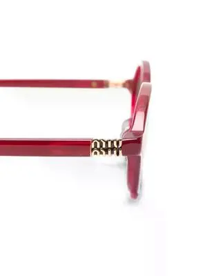 Miu Miu Logo-plaque Oval Sunglasses - Red