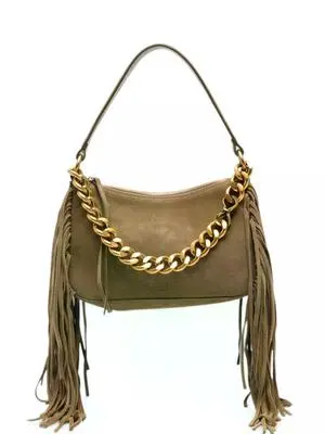 TWINSET Fringe-trim Suede Tote Bag - Green