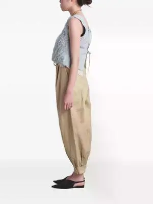 MULLER OF YOSHIOKUBO Sleeveless Ruffled Lace-trim Cropped Top