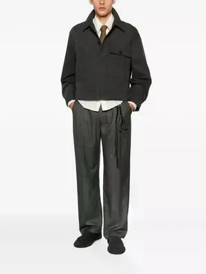 SONG FOR THE MUTE Charcoal Stripe Pattern Wide-leg Trousers