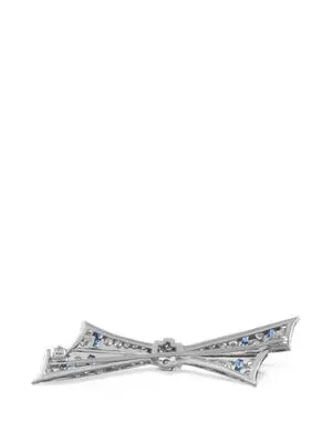 LB EXCLUSIVE Bow-motif Diamond And Sapphire Brooch - Silver