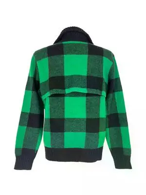 Ralph Lauren Plaid Wool Button-collar Sweater