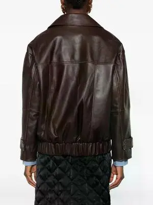 Marella Bordeaux Leather Double-breasted Jacket