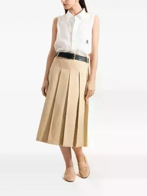 DMN PARIS Sienna Pleated Midi Skirt - Neutrals