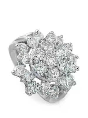 LB EXCLUSIVE 14k White Gold 2.90ct Diamond Flower Cluster Ring