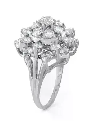 LB EXCLUSIVE 14k White Gold 2.90ct Diamond Flower Cluster Ring