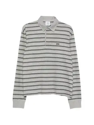 Vetements Striped Long-sleeve Polo Shirt - Grey