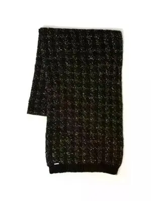 TWINSET Jacquard Knit Scarf With Houndstooth Pattern - Black