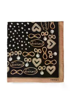 TWINSET Kefiah With Jewel Print - Black