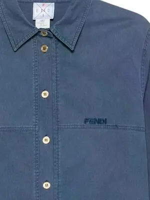 Fendi 1980s Logo Embroidered Cotton Shirt