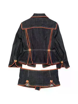 Dsquared2 Denim Jacket And Skirt Set With Crab Embellishments