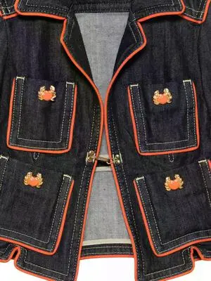 Dsquared2 Denim Jacket And Skirt Set With Crab Embellishments
