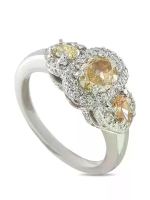LB EXCLUSIVE Platinum Halo-set Pear-cut Yellow Diamond Ring - Silver