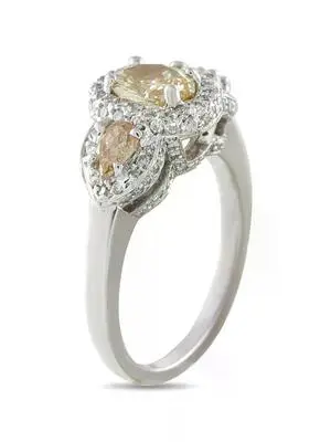 LB EXCLUSIVE Platinum Pear-cut Yellow Diamond Ring With Diamond Halo