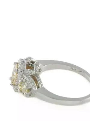 LB EXCLUSIVE Platinum Pear-cut Yellow Diamond Ring With Diamond Halo