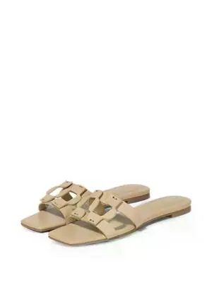 Simkhai Monogram Leather Slides