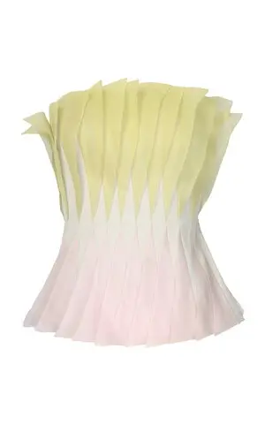 CHORUS Pleated Silk-blend Organza Strapless Top - Yellow