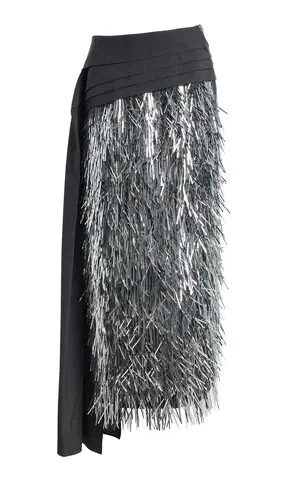 CHORUS Embellished Silk Midi Skirt