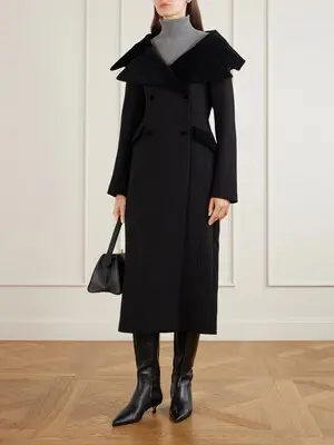 LIBEROWE Hourglass Double-breasted Wool Coat With Velour Trim