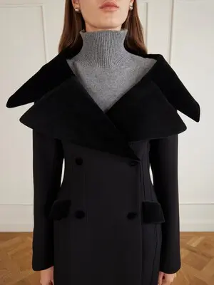 LIBEROWE Hourglass Double-breasted Wool Coat With Velour Trim