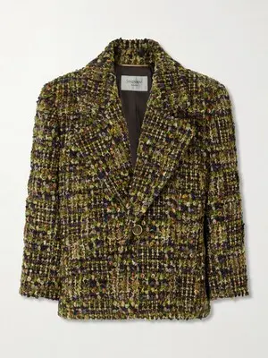 Saint Laurent Wool-blend Bouclé Blazer - Green