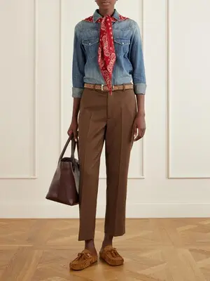 Polo Ralph Lauren Houndstooth Cotton-blend Cropped Trousers