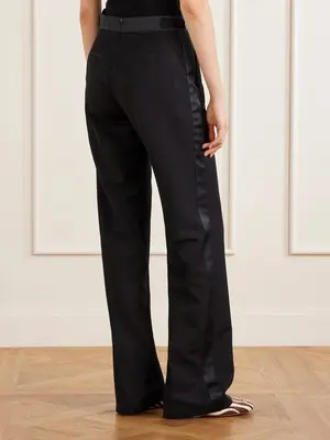 WALES BONNER Gallery Satin-trimmed Wool-twill Flared Pants