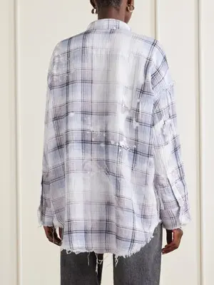 R13 Distressed Checked Crinkled-cotton Gauze Shirt