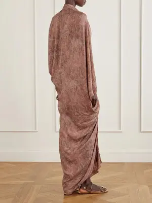 CORTANA Mayu" Hand-painted Print Satin Midi Dress