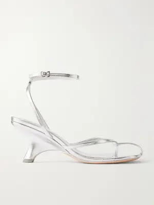 Simkhai Kelsey Metallic-leather Wedge Sandals - Silver