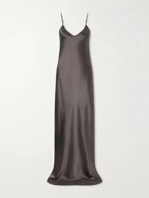 NILI LOTAN Cami Silk-charmeuse Gown - Gray