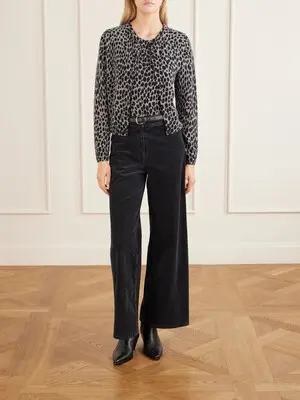 NILI LOTAN Nessa Leopard-jacquard Cashmere Tank - Gray