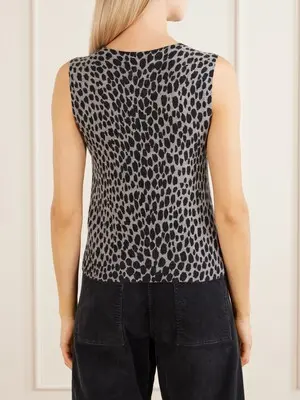 NILI LOTAN Nessa Leopard-jacquard Cashmere Tank - Gray