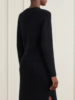 ALLUDE Wool And Cashmere-blend Ribbed Cardigan