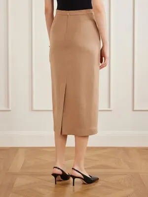 Max Mara Camel Wool Midi Skirt