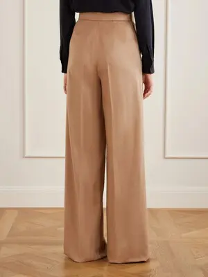 Max Mara Camel Wool High Rise Wide Leg Pants