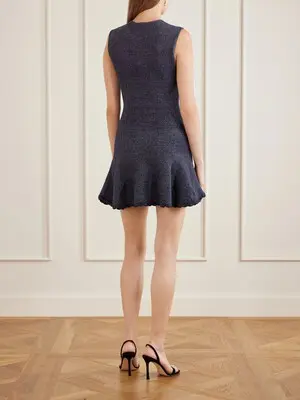 SELF-PORTRAIT Scalloped Knitted Cotton-blend Mini Dress