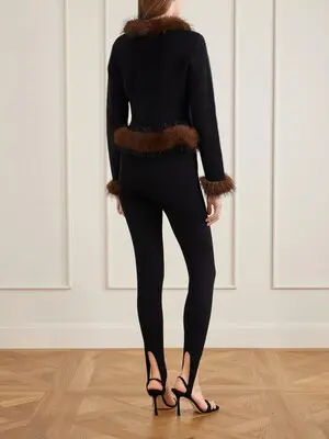 SELF-PORTRAIT Plush-trimmed Knitted Cardigan