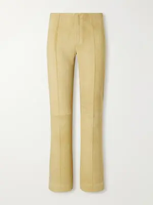 Stouls Georgette Straight-leg Suede Pants - Neutrals