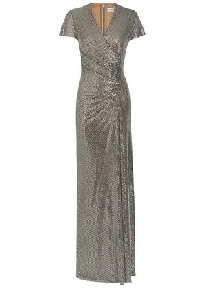 SELF-PORTRAIT Rhinestone-embellished Maxi Dress - Grey