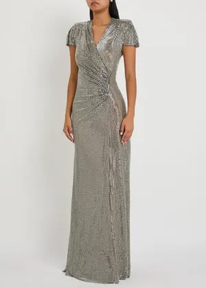 SELF-PORTRAIT Rhinestone-embellished Maxi Dress